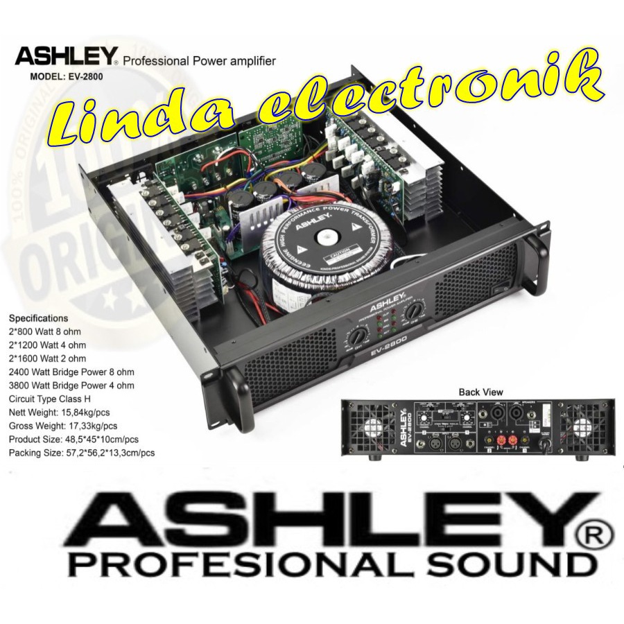 Jual power ashley ev2800 ashley ev 2800 class h garansi resmi original ...