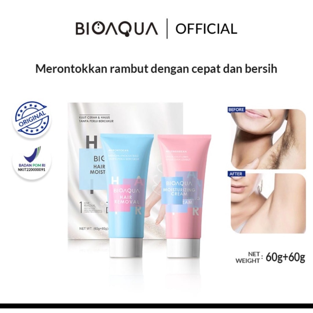 Jual BIOAQUA Hair Removal Moisturizing Set Hair Removal Cream Krim Penghilang Bulu Perontok Bulu ...