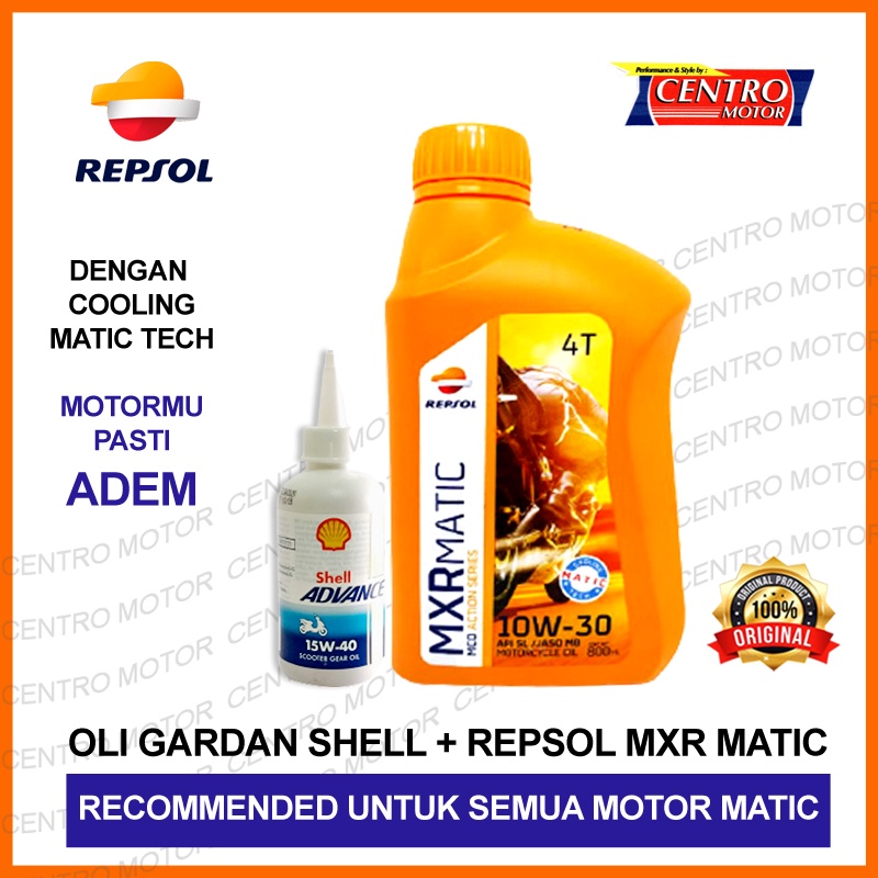 Jual OLI REPSOL MXR MATIC 10W30 + OLI GARDAN SHELL. COCOK UNTUK SEMUA ...