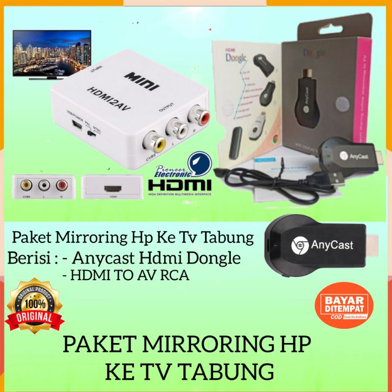 Jual PAKET HDMI DONGLE ANYCAST WIRELESS WIFI DISPLAY RECEIVER TV SCREEN MIRRORING UNTUK HP KE TV ...