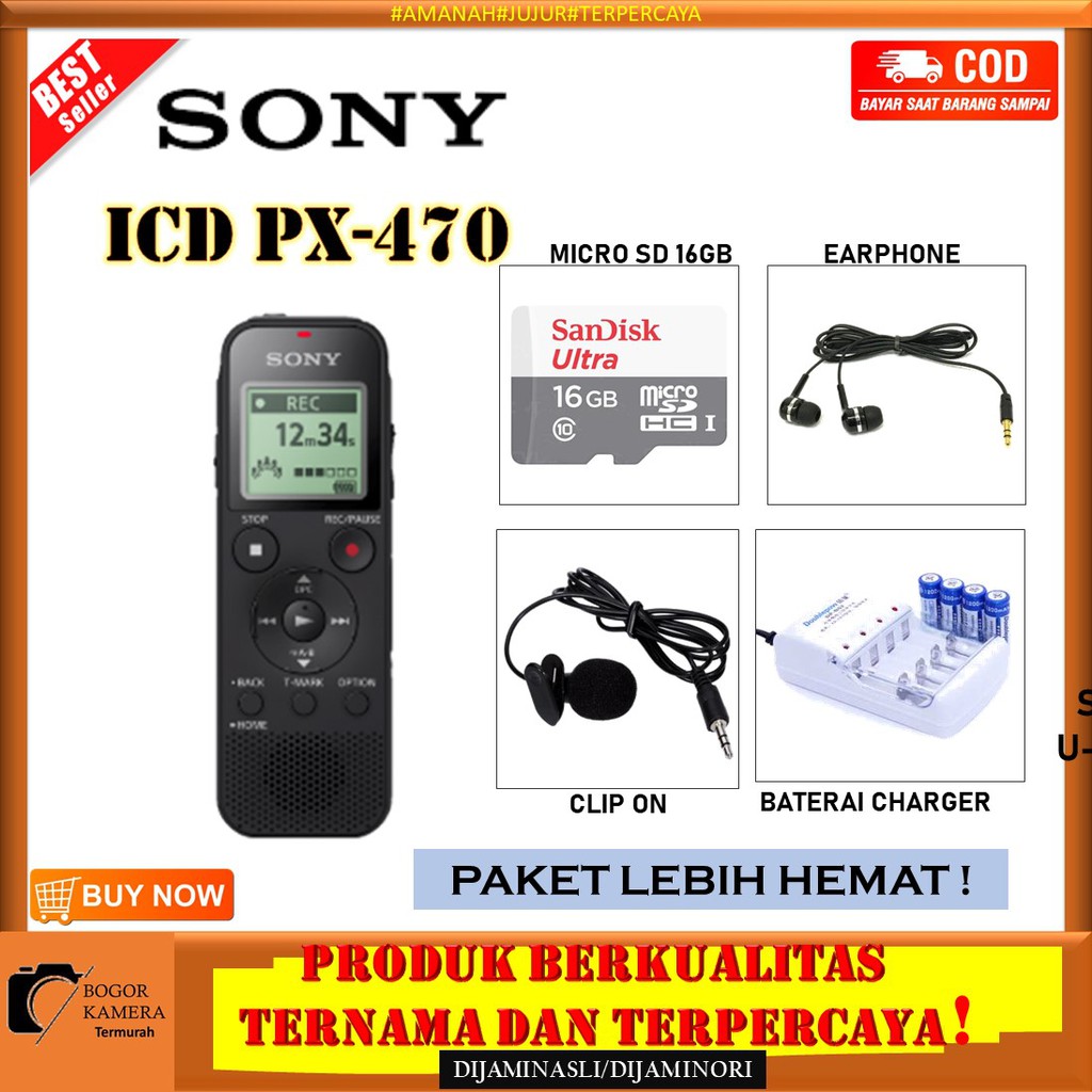 Jual Digital Voice Recorder Sony ICD-PX470 - Hitam Original | Shopee ...