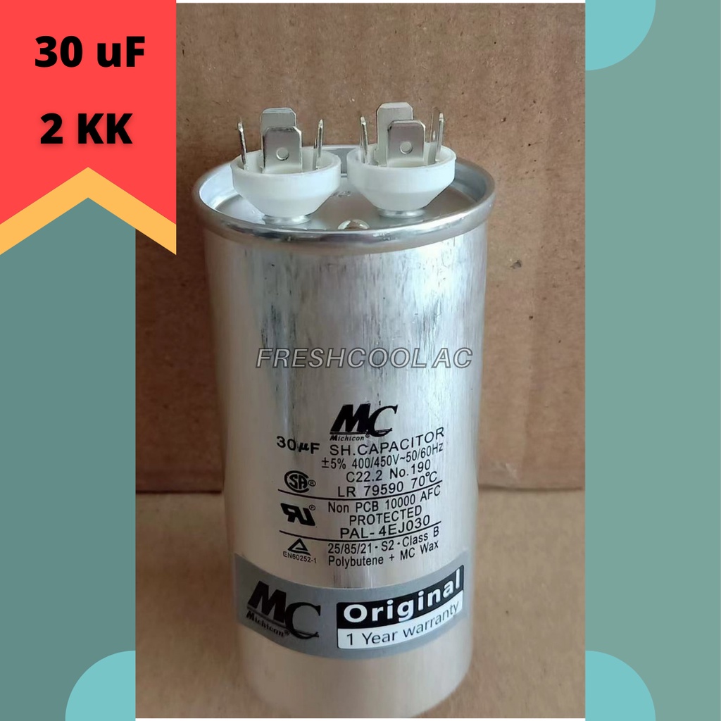 Jual KAPASITOR AC / CAPACITOR AC 30 MIKRO / 30uF (MERK MC) | Shopee Indonesia