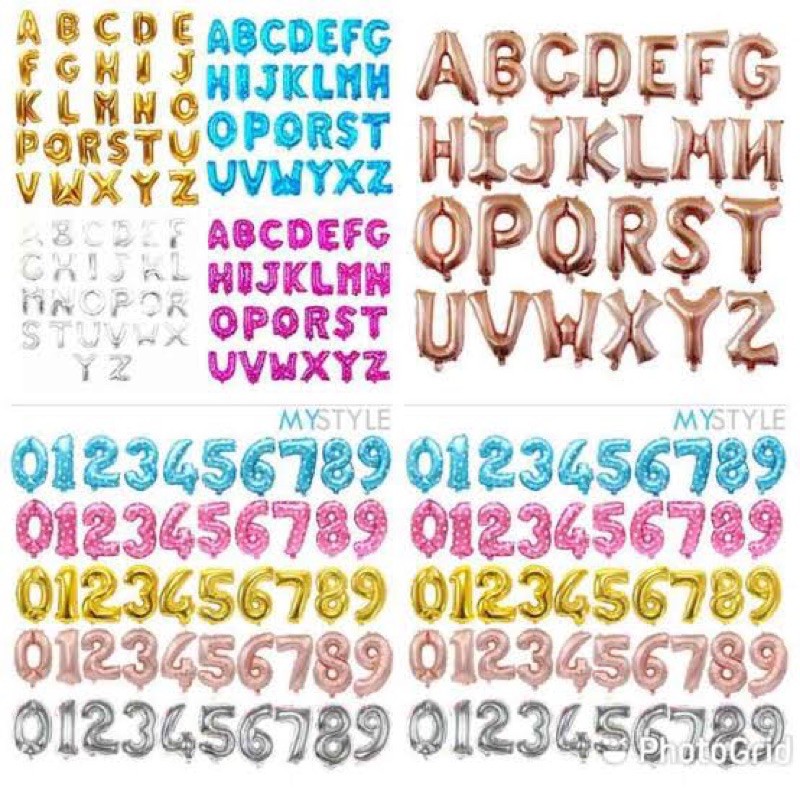 Jual Balon Foil Huruf dan Angka Warna Gold, Silver, Biru, Pink ...