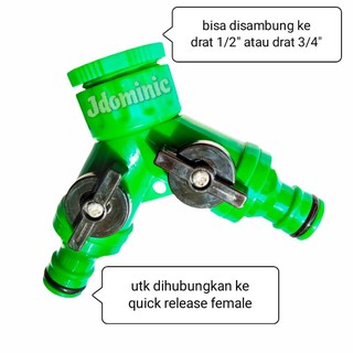 Jual cabang keran jadi 2 quick release katup katub model Y on off kran ...