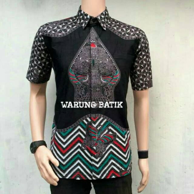 Jual Baju Kemeja Batik Motif Gunungan wayang lengan pendek batik ...