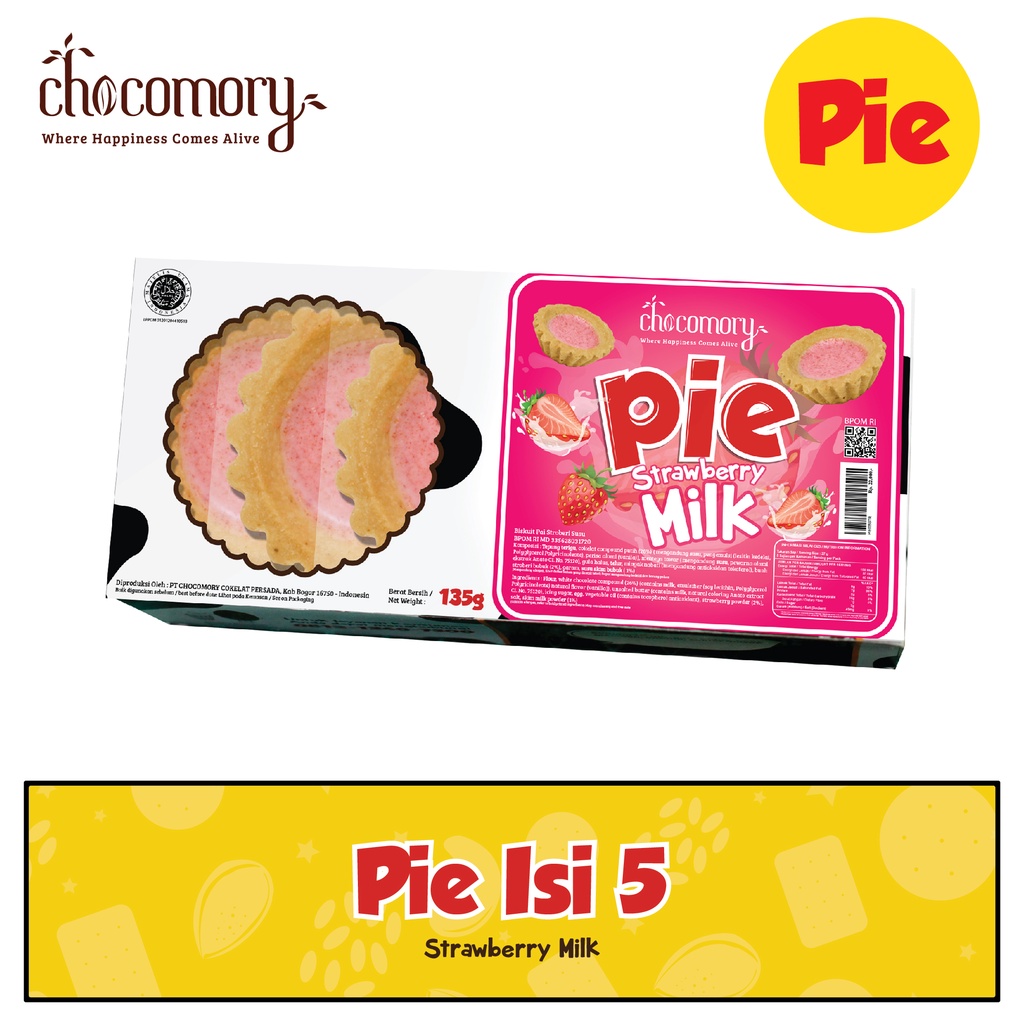 Jual Chocomory Strawberry Milk Pie Isi 5 - 150 Gr x 1 Pc Indonesia ...