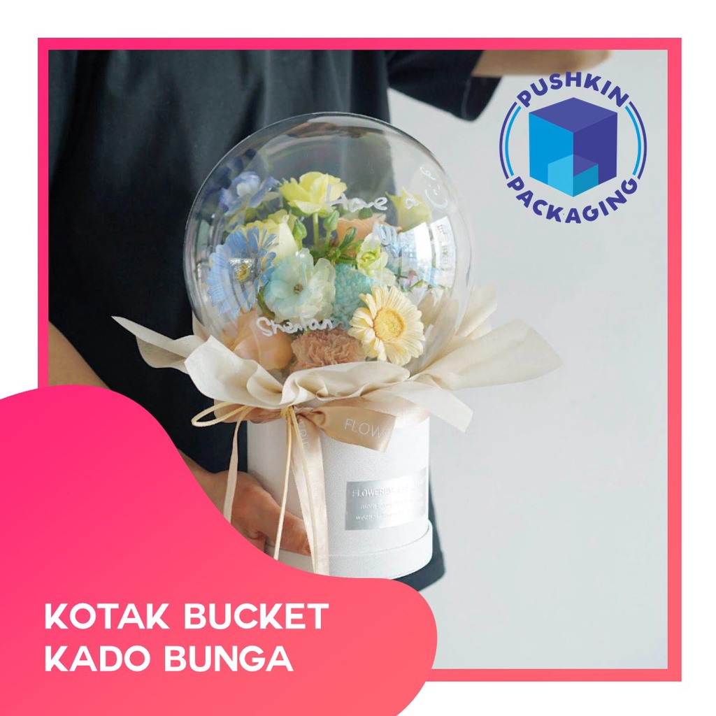 Jual [15cm] Kotak Bulat Bundar Bloom Box Bucket Baket Buket Bunga ...