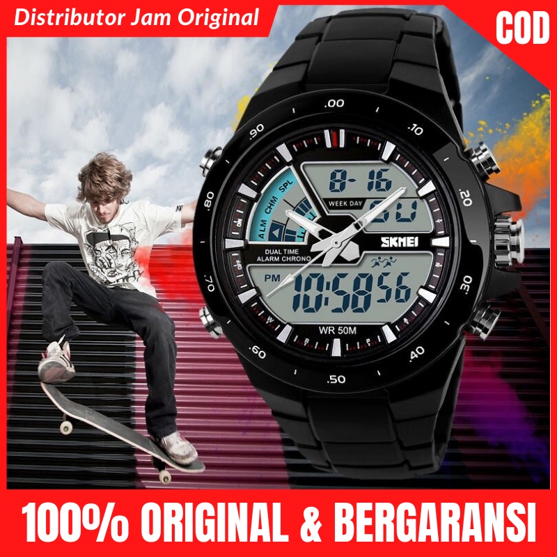 Jual Jam Tangan Pria Rantai Skmei Keren Dual Time Model Digital Dan ...