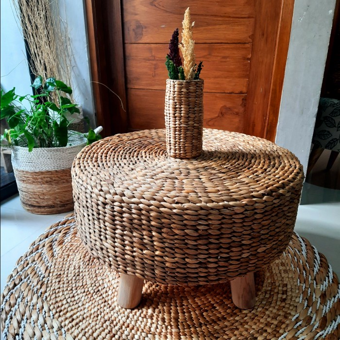 Jual Meja Saji Minum Teh Bahan Enceng Natural, Meja Anyaman Enceng ...