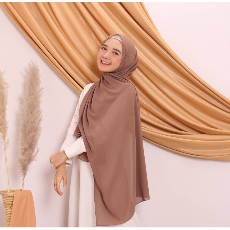 Jual Pashmina ceruty babydoll polos warna milo by Khazanah Hijab | Shopee Indonesia