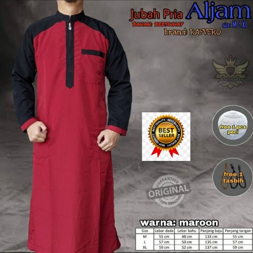 Jual LS - Jubah Pria Dewasa 2023 Jubah Aljam Motif Resleting Bahan ...