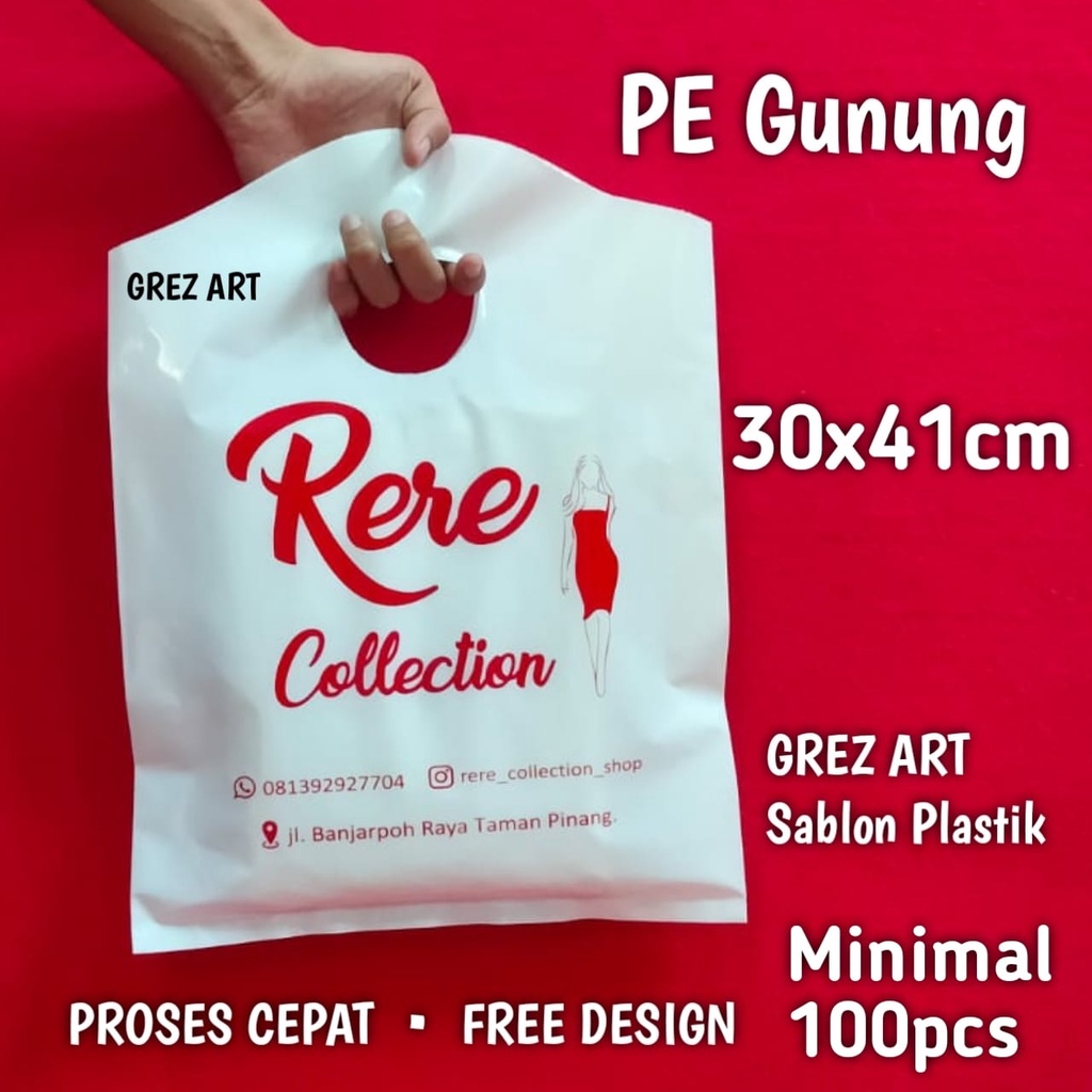 Jual Plastik Sablon PE GUNUNG DISTRO, 30x41 FREE DESIGN | Shopee Indonesia