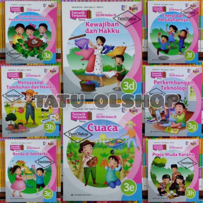 Jual Buku Tematik Terpadu SD Kelas 3 Jilid 3a 3b 3c 3d 3e 3f 3g 3h Revisi Original Erlangga ...