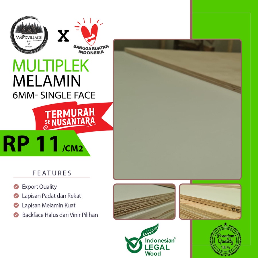 Jual MULTIPLEK MELAMIN / MULTIMIN / MELAMINTO SINGLE FACE 6MM 6 MM ...