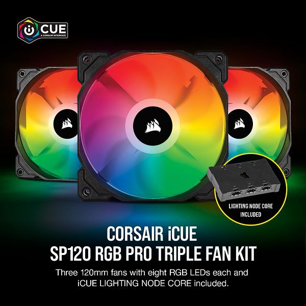 Jual Corsair CUE SP120 RGB PRO 120mm Triple Fan Kit with Lighting Node ...