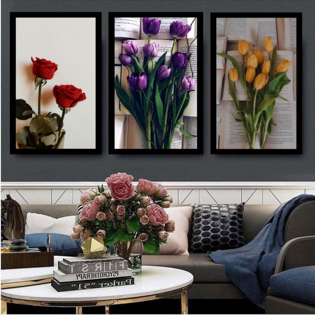 Jual Walldecor dinding motif bunga tulip | Pajangan penghias dinding ...