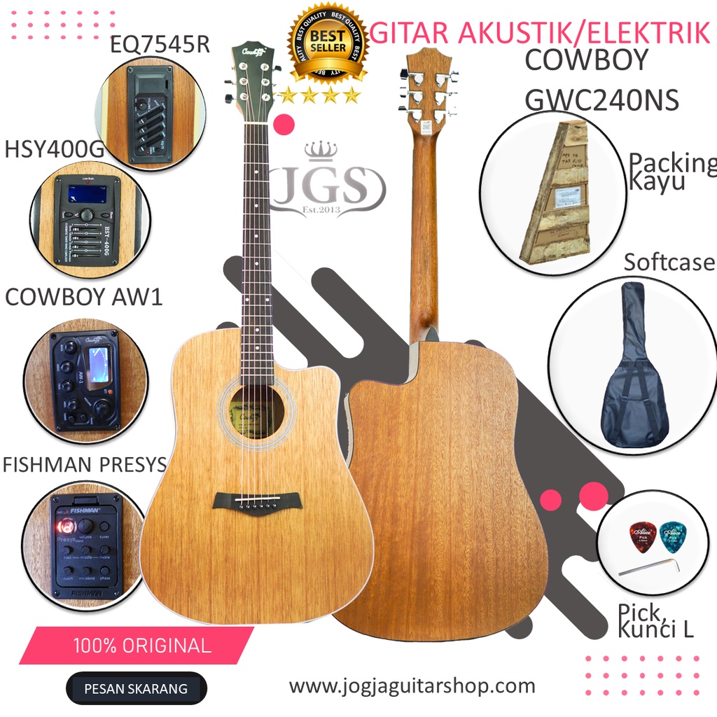 Jual GITAR AKUSTIK COWBOY GWC 240 NS ORIGINAL | Shopee Indonesia