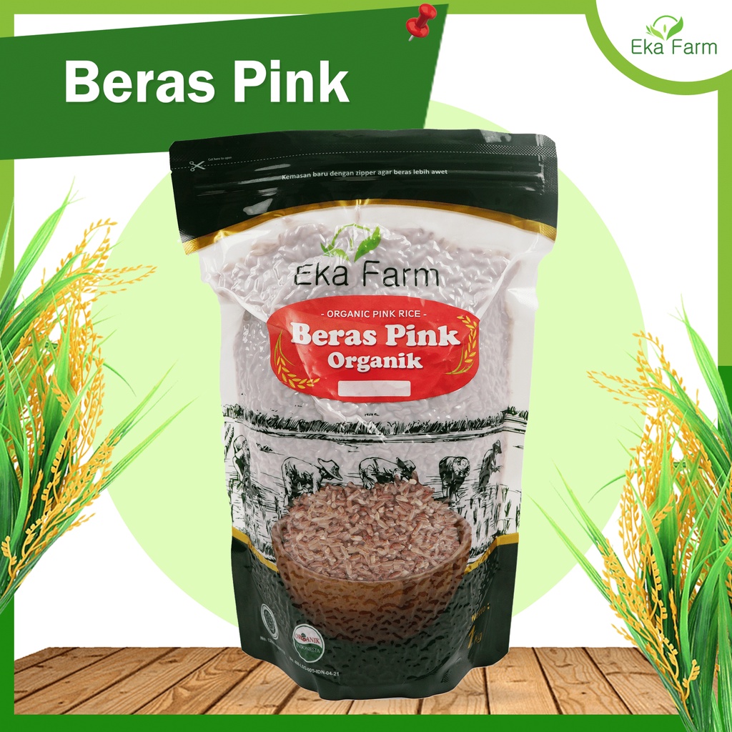 Jual Beras Pink Organik Eka Farm Kemasan 1kg Vakum | Shopee Indonesia
