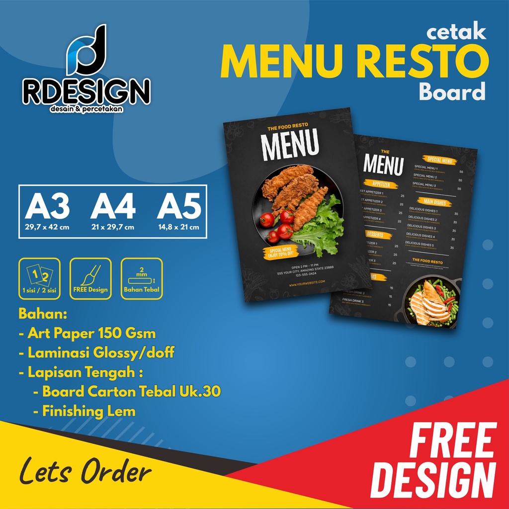 Jual Cetak Daftar Menu Resto / Menu Makanan / Daftar Menu Makanan ...