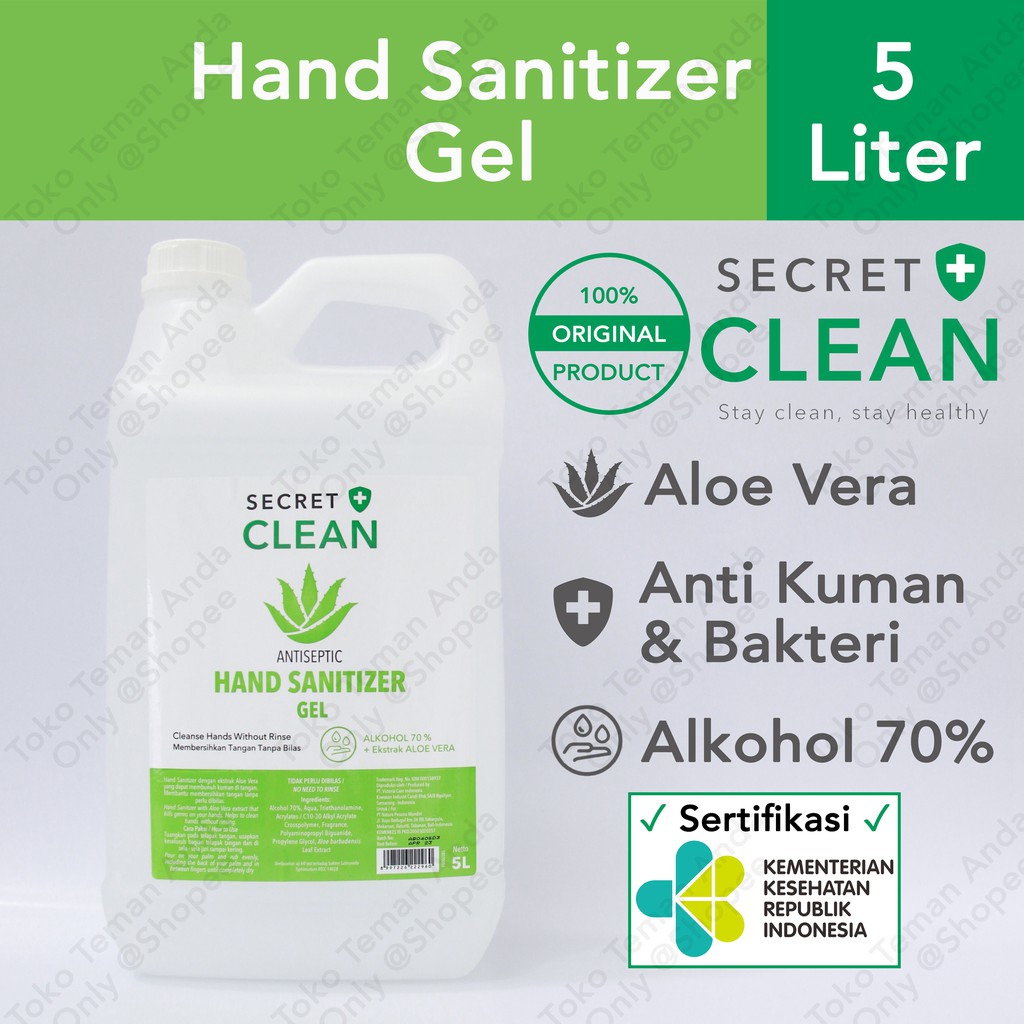 Jual Secret Clean Hand Sanitizer Gel 5L 5Liter / Aloe Vera 5 Liter ...