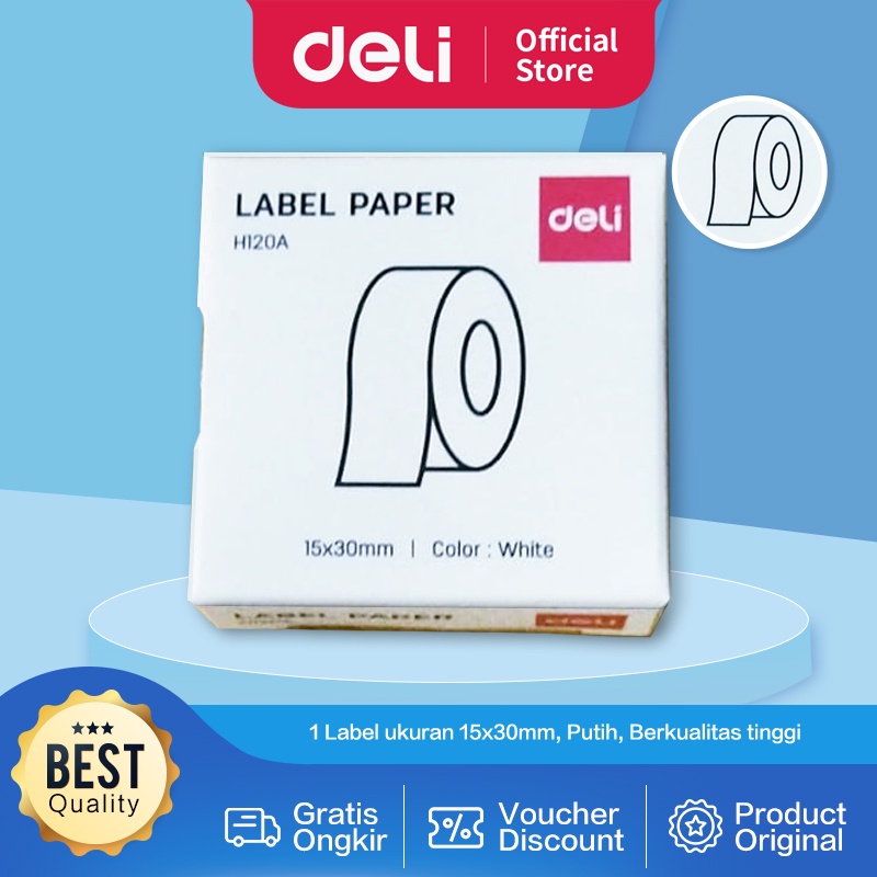 Jual Deli Label Sticker Thermal Kertas Label Nama 15 x 30 mm EH120A ...