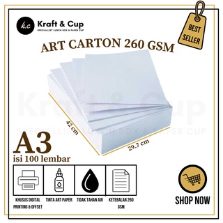 Jual Art Carton 260 gsm A3 isi harga 100 lembar / Art Carton A3 260 gsm ...