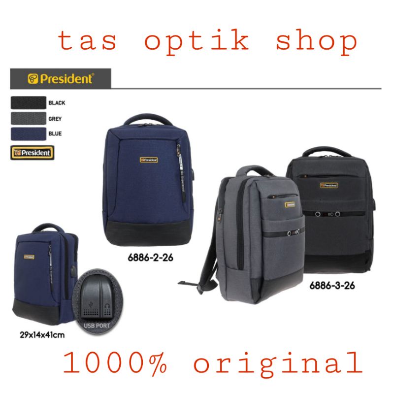 Jual tas ransel laptop president 6886-2 dan 6886-3 | Shopee Indonesia