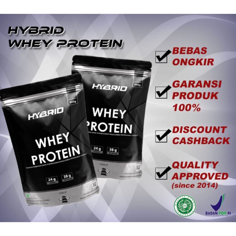 Jual HYBRID WHEY PROTEIN 2 lbs (900 gram) COKLAT suplemen fitness ...