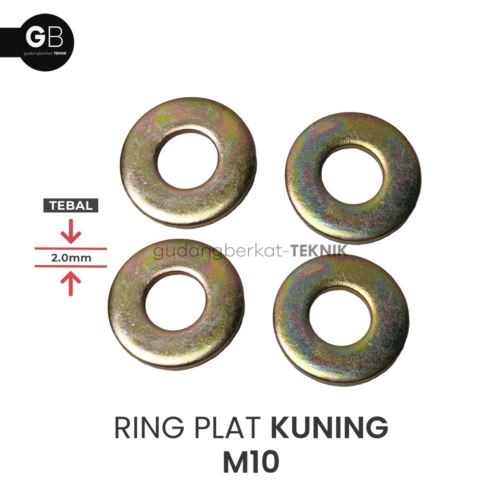 Jual RING PLAT M10 KUNING / WASHER PLATE / RINGPLAT 10MM GALVANIS ...