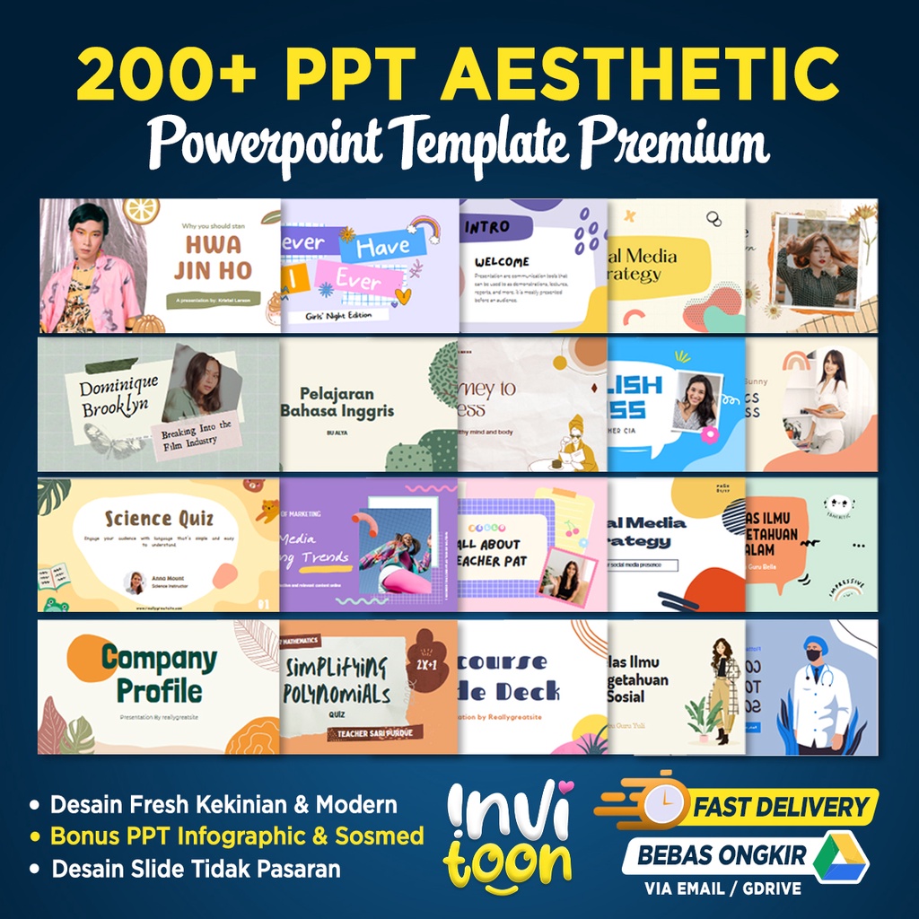 Jual 200+ Template (Powerpoint) PPT Aesthetic kekinian Premium estetik slide | Shopee Indonesia