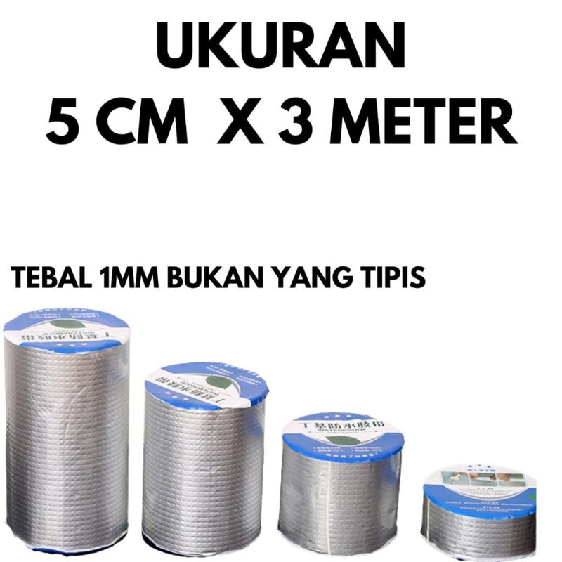 Jual Ready 5cm x 3 meter Lakban alumunium foil butyl lakban Dinding atap besi dll anti bocor ...