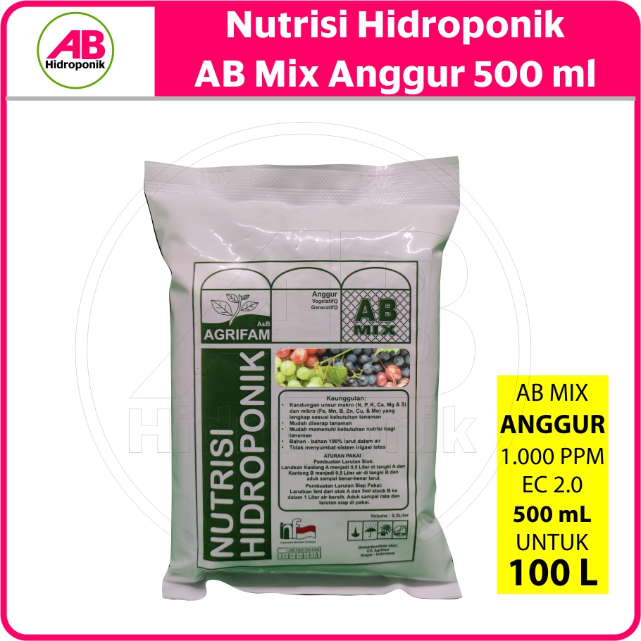 Jual AB Mix Nutrisi Hidroponik Buah Anggur 500 ml | Shopee Indonesia