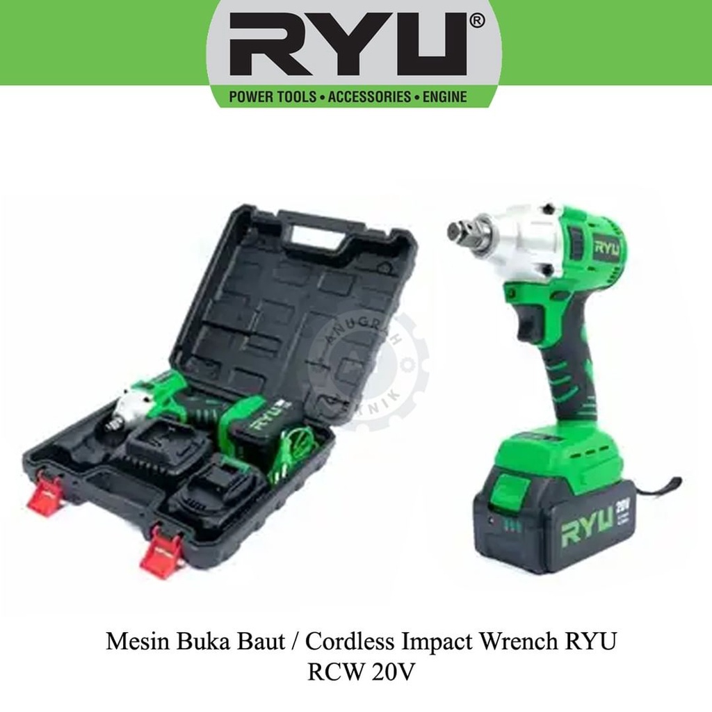 Jual Mesin Cordless Impact Wrench Brushless Mesin Buka Baut RYU RCW 20V ...