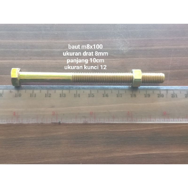 Jual BAUT MUR M8X100 KUNING 10CM BMK KUNCI 12 | Shopee Indonesia