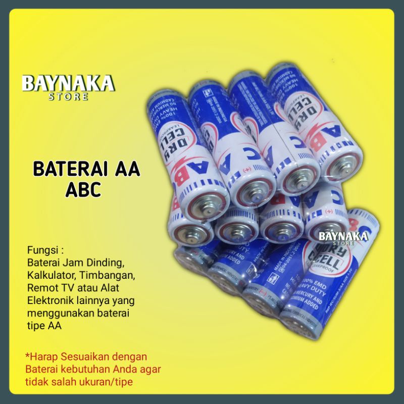 Jual Baterai Batre ABC Biru AA A2 Battery Baterai Jam Dinding Remote TV ...