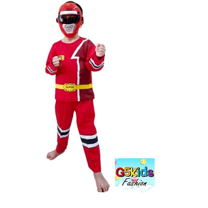 Jual Setelan Anak Kostum Power Rangers Spd Merah Panjang Bonus Topeng ...