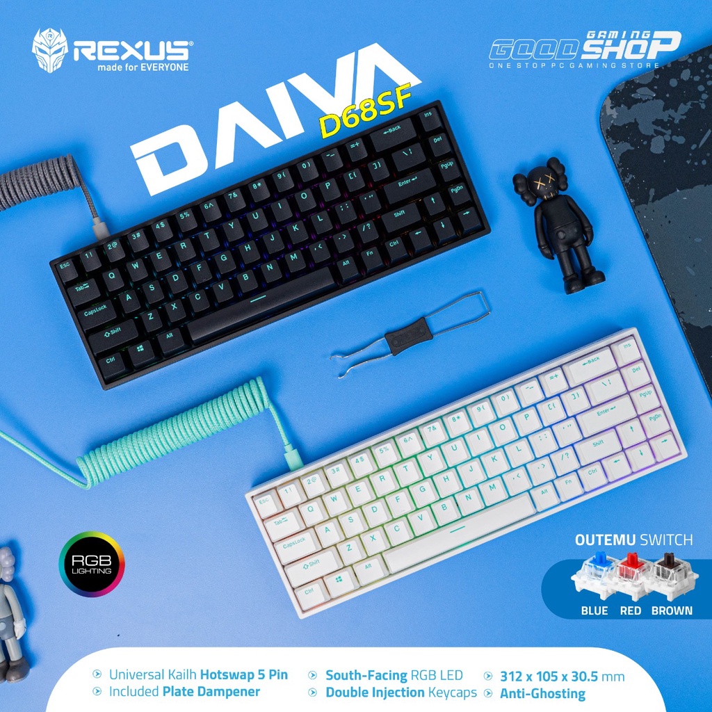 Jual Rexus Daiva D68SF / D 68SF / D-68SF - Mechanical Gaming Keyboard ...