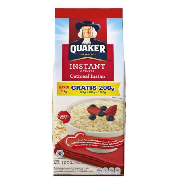 Jual Quaker Instant Oatmeal 800gr bonus 200gr | Shopee Indonesia
