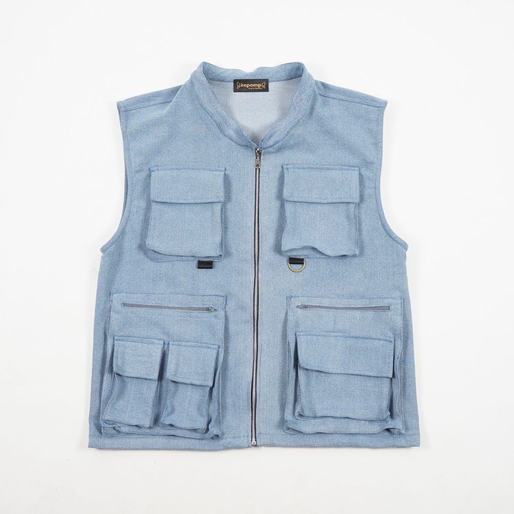 Jual Kepomp Vest Parka Five Pocket Biru Muda Unisex Premium Quality ...
