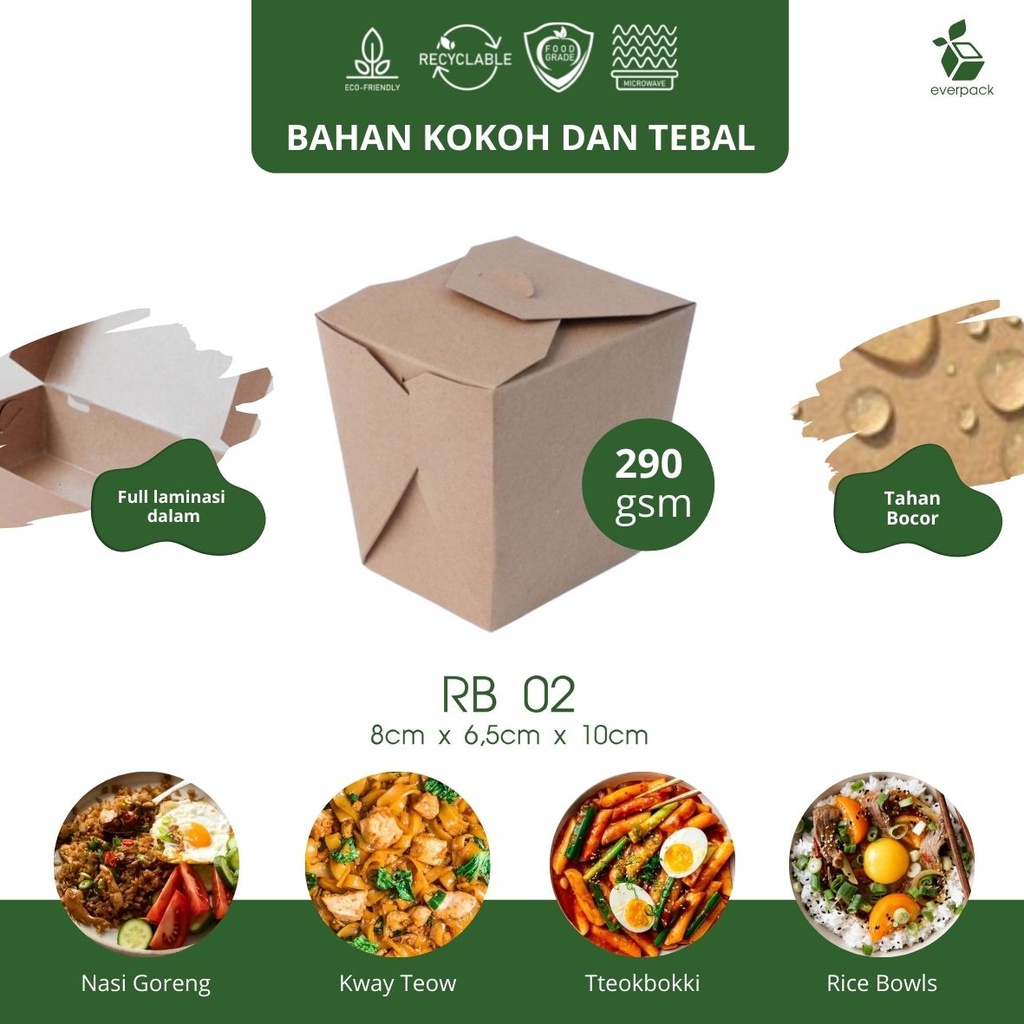 Jual Rice Box ( 8x6.5x10 | 290 gsm) | Lunch Box | Kotak Kemasan Makanan ...