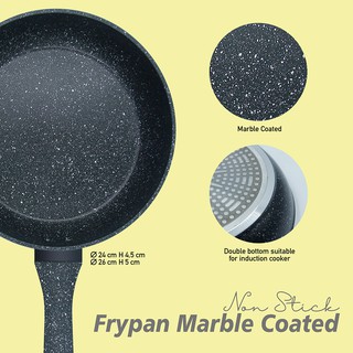 Jual Wajan Teflon Anti Lengket Fry Pan Marble Coated Bahan Marmer Penggorengan Frying Pan ...