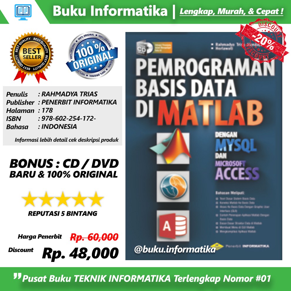 Jual Buku Pemrograman Basis Data Di Matlab Dengan Mysql Dan Microsoft ... Jual Buku Pemrograman Basis Data Di Matlab Dengan Mysql Dan Microsoft ...