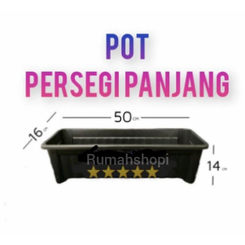 Jual Pot persegi panjang 50 cm pot sate Pot Hitam Pot Plastik pot ...