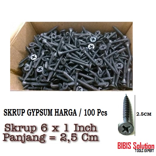 Jual Skrup Gipsum Sekrup Gypsum Skrup Kayu Baut Gipsum 6x1 inch 2.5cm isi 100 pcs | Shopee Indonesia