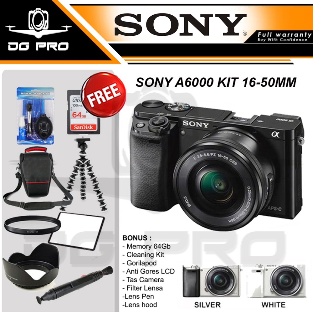 Jual SONY ALPHA A6000 KIT 16-50MM LENS Indonesia|Shopee Indonesia