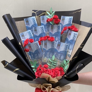 Jual MONEY BOUQUET 500 RIBU / BUKET UANG BUNGA KERTAS PECAHAN 10 LEMBAR ...