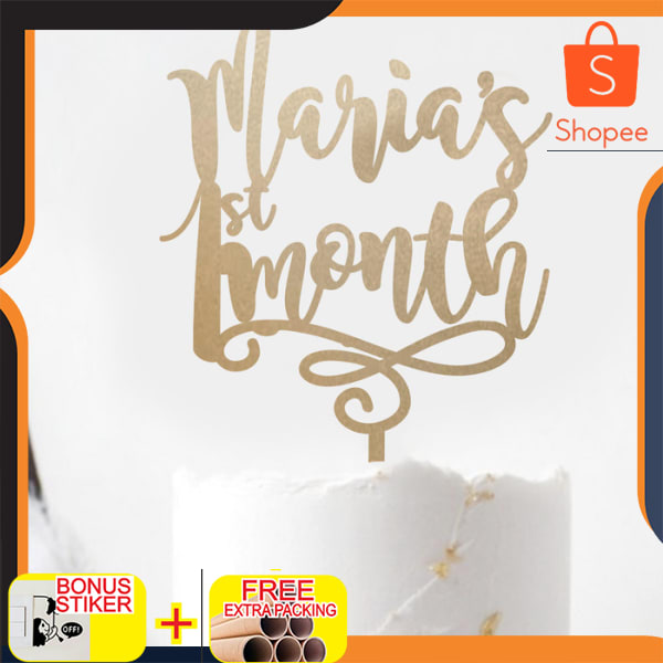 Jual Custom Cake Topper Akrilik | One Month Topper | Topper Kue 1 ...