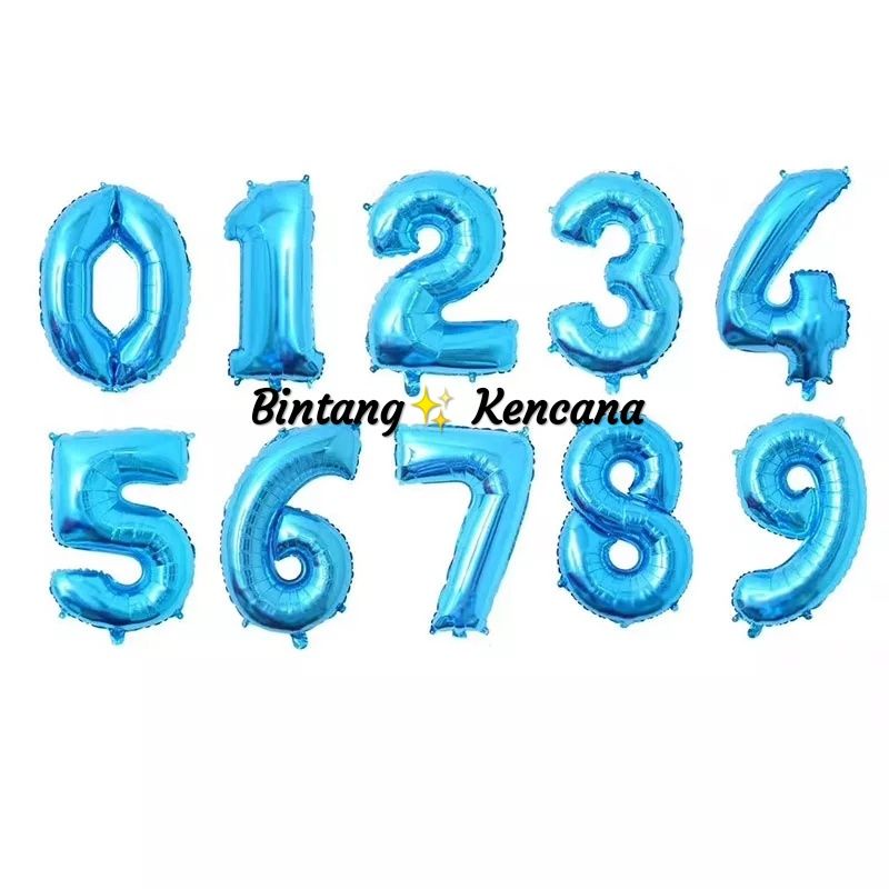 Jual Balon Angka Biru Polos ukuran 40cm Semua Angka Biru Disini ...