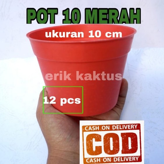 Jual (12 Pcs) Pot Plastik Warna Merah/Putih Size Diameter 10cm | Shopee ...