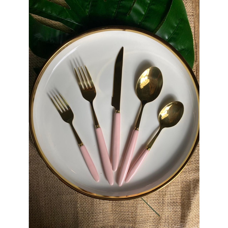 Jual SENDOK SET KERAMIK PINK STAINLESS GOLD LENGKAP ATAU BISA PER ...